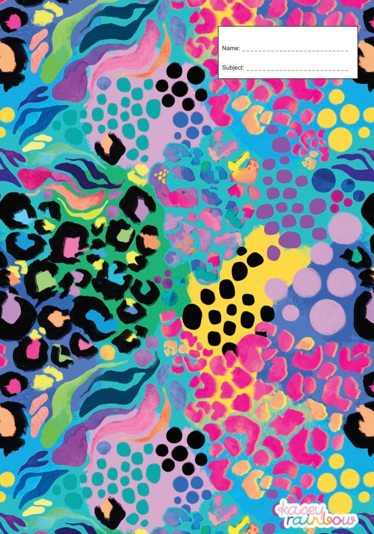Book Cover - A4 - Kasey Rainbow - Electric Leopard – GIC Bookcovers Online