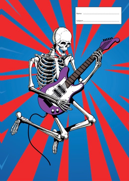 Book Cover - A4 - Rock and Roll Skeleton – GIC Bookcovers Online